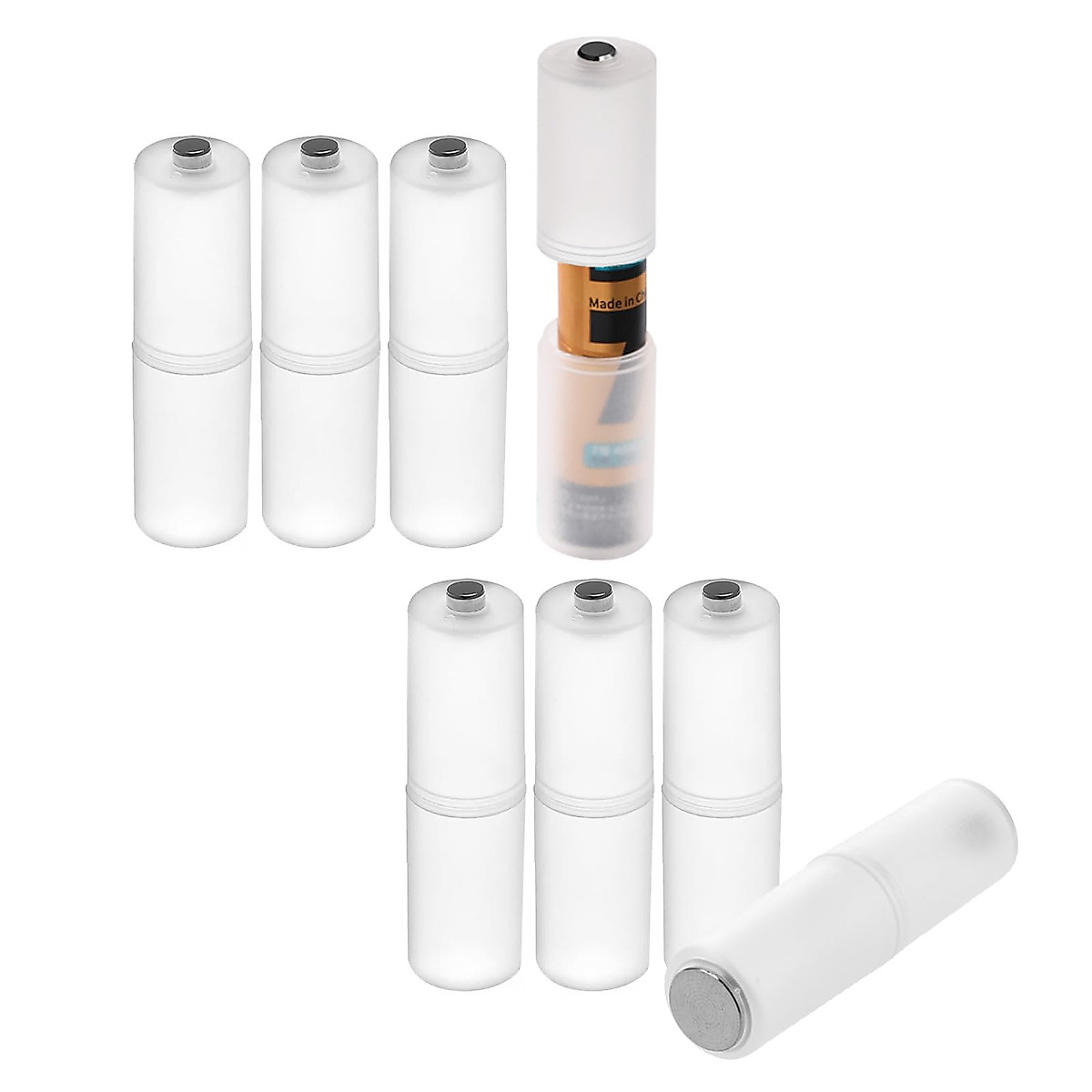 OLIREXD Transparent AAA to AA Battery Adapter Switcher, Battery Converter Cover Holder, Cell Phone Battery Case Adapter Box (8 of Pack)