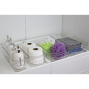 Home Basics Clear Acrylic Food Storage Container Bin for Fridge Freezer or Pantry, Stackable with Handles. Organize Fruit, Vegetables, Yogurt, Snacks, Pasta, Extra Large, 8” x 14"