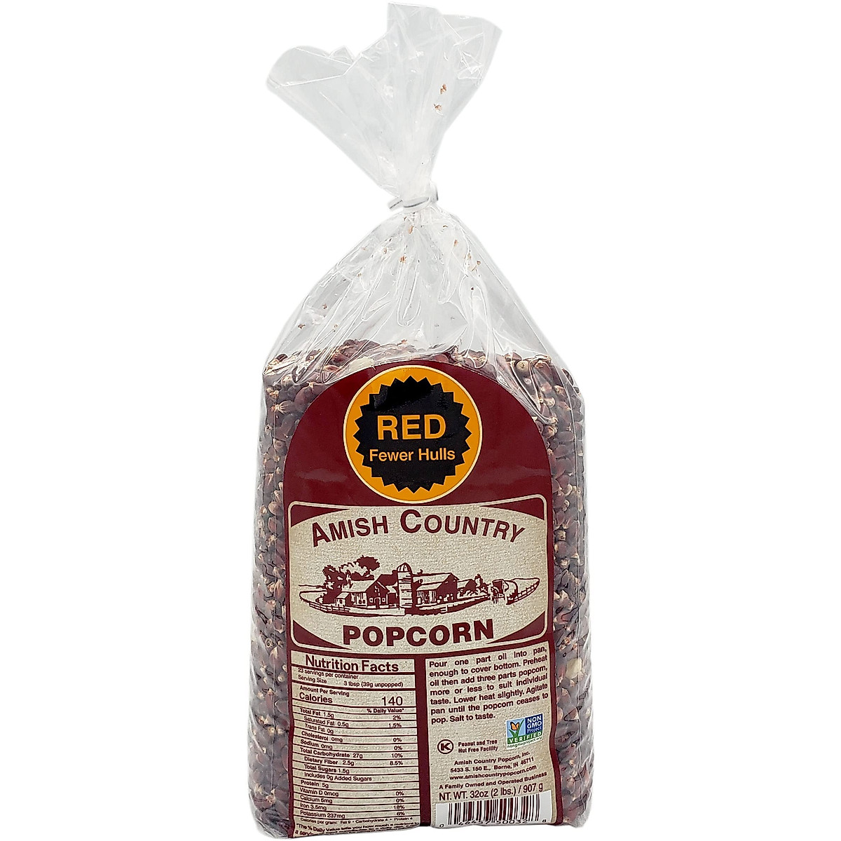 Amish Country Popcorn | 2 lbs Bag | Red Popcorn Kernels | Old Fashioned, Non-GMO and Gluten Free (Red - 2 lbs Bag)