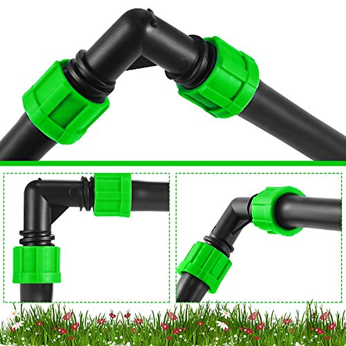 12 Pieces Drip Irrigation Elbow 1/2 Inch Universal Elbow Fitting Hose Elbow Connector, Compatible with 16-17mm Drip Tape Tubing Sprinkler Systems (Green)