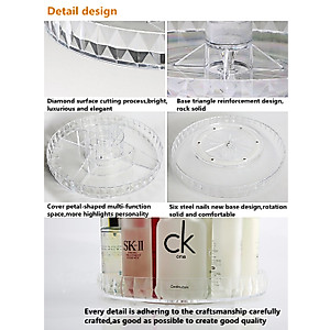 BOTIDE Diamond Pattern Three Layers Perfume Organizer, 360 Rotating Diamond Cosmetic Storage Box Transparent Acrylic Swivel Shelf Desktop Skin Care Product Dresser Finishing, Plus Size