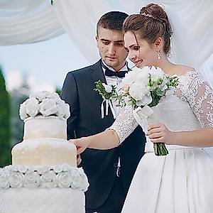 Wedding Cake Knife and Server Set, Little Cook 3PCS Cake Cutting Set for Wedding, includes 9.25" Cake Knife, 9" Cake Server and 6.7" Cake Pie Spatula, Stainless Steel Cake Cutter, Gold