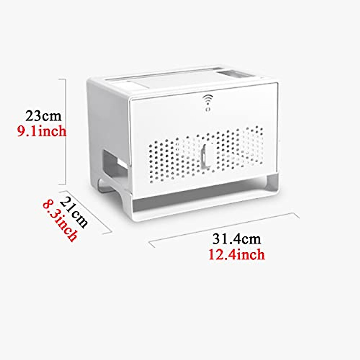 RDBSMGX Multi-Function Router Storage Box Double-Layer Design Router Storage Box Panel Hollow and Breathable Abs Material Removable Front Panel Multiple Openings on The Top Design