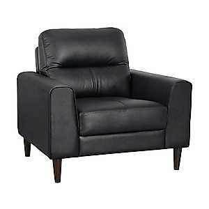 Lexicon Prenzo Leather Match Living Room Sofa Set, 3-Piece, Black