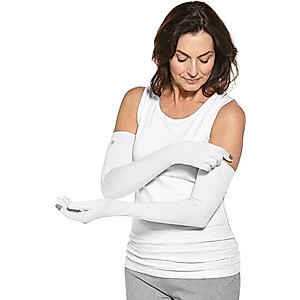 Coolibar UPF 50+ Men's Women's Culebra UV Long Sun Gloves - Sun Protective (Medium- White)