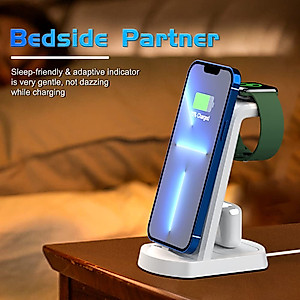 Charging-Station-for-iPhone 3-in-1-White-Wireless-Charger-Stand Charging-Dock for-Apple-Watch-Series-7 6 SE 5 4 3 2 & Airpods iPhone 14 13 12 11 Pro X Max XS XR 8 7 Plus 6s 6 with Adapter