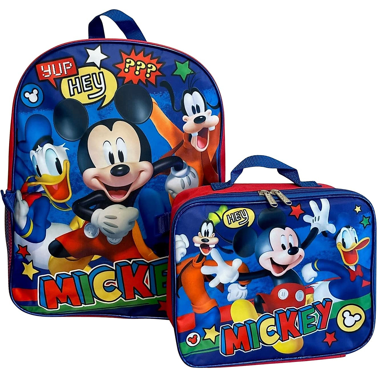 Ruz Mickey Mouse 16" Backpack With Detachable Lunch Box Blue-Red