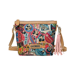 A138.Disney Mickey Mouse Women Vintage Shoulder Cross Body Bag Handbag (Beige)