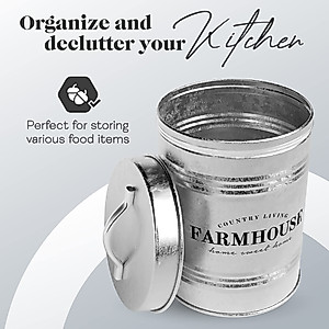 Amici Home Farmhouse Galvanized Canister Canister-76 oz, 76 oz, Gray
