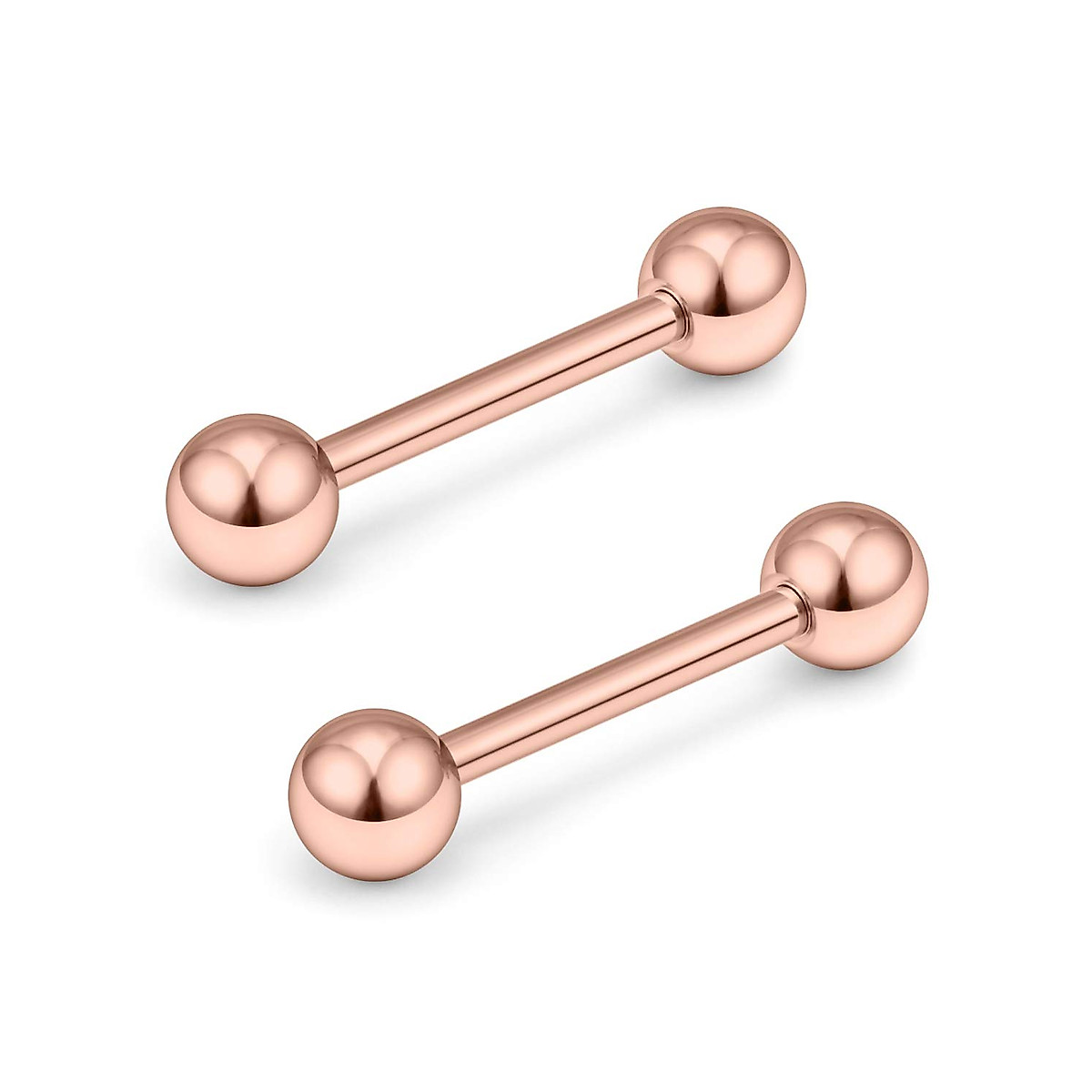 Ftovosyo 2PCS 14G 316L Stainless Steel Internally Threaded Tongue Nipple Shield Barbell Ring Bar Body Piercing Jewelry Retainer 16mm Rose Gold