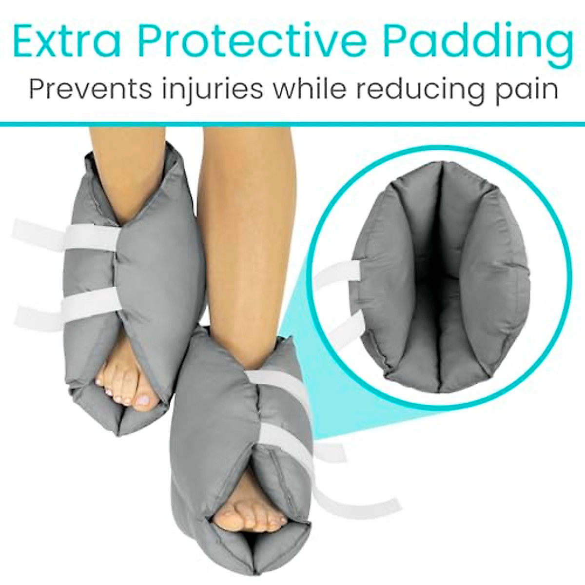 Xtra-Comfort Heel Protector Cushion (Pair) - Foot Boot for Swollen Feet, Sore Ankles, Pressure Ulcers, Sleeping and Recovering Post Surgery - Elevator Leg Rest Protection for Pain Relief - Washable