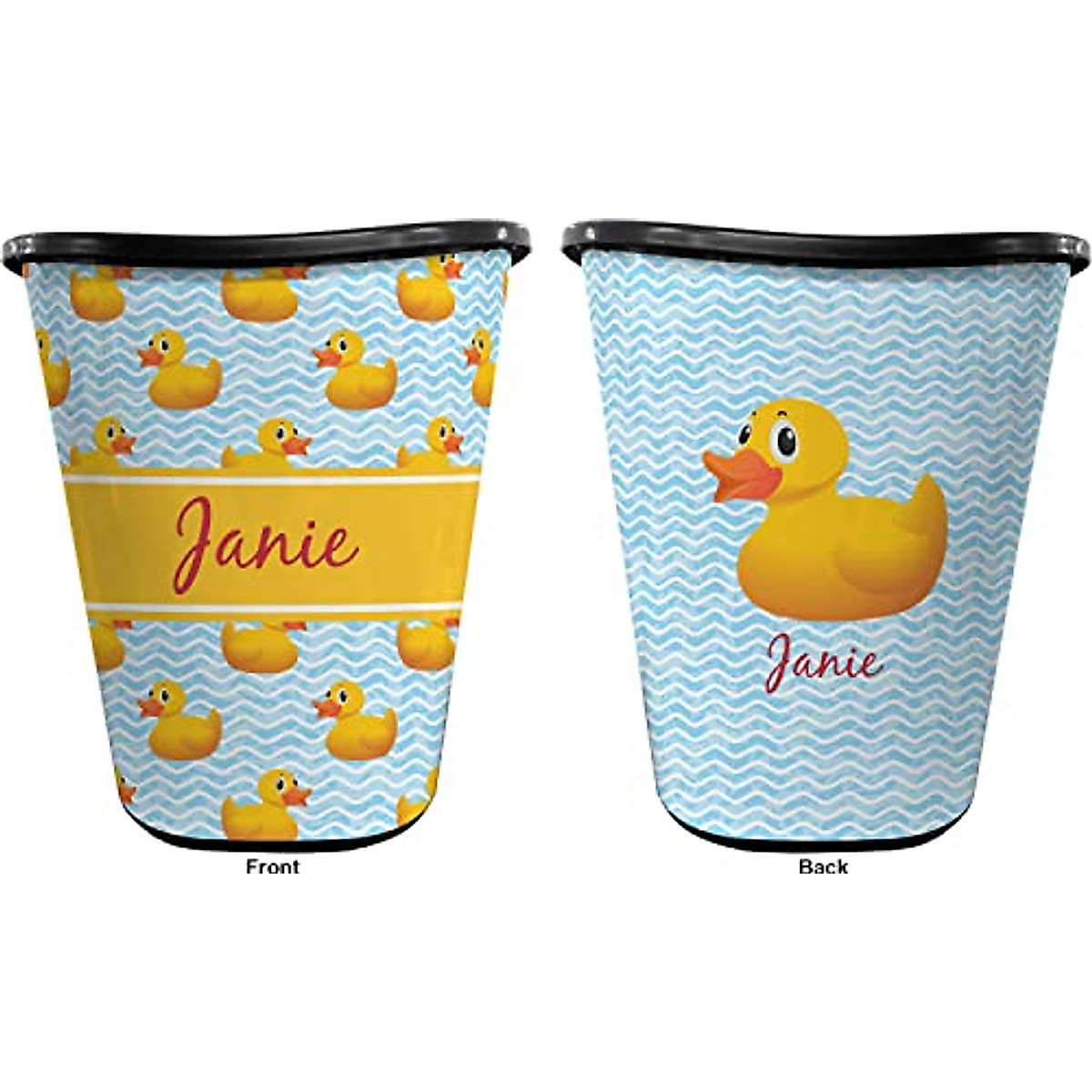 RNK Shops Rubber Duckie Waste Basket - Double Sided (Black) (Personalized)