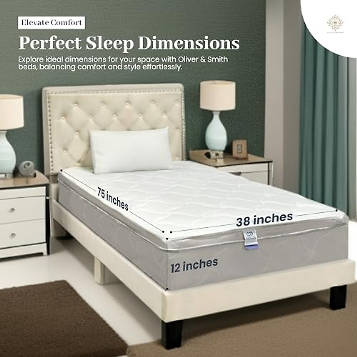 Aylas Furniture Twin Bed Mattress - 12 Inch Hybrid Twin Mattress with High Density & Comfort Cold Foam with Continuous Coil Bonnell Springs - Eco-Friendly, Breathable Twin Size Mattress Medium Firm