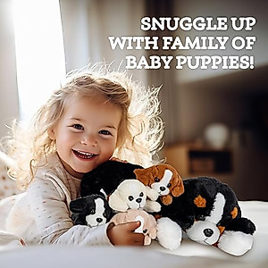 PixieCrush Dog Stuffed Animals with Babies Inside - 5-Piece Set of Mommy and Baby Puppies Plush for Imaginative Play - Soft Cuddly Companion for Kids - Stuffed Animals for Girls Ages 3 to 8 Years