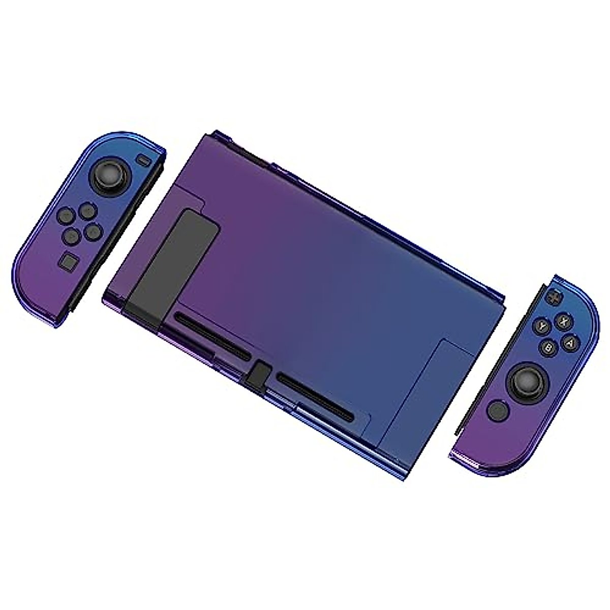 eXtremeRate PlayVital Back Cover for Nintendo Switch Console, Handheld Controller Protector Hard Shell for Joycon, Dockable Protective Case for Nintendo Switch - Gradient Translucent Bluebell
