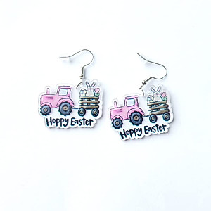 Pingyongchang Cute Easter Acrylic Earrings Set Easter Dinosaur Egg Bunny Drop Earrings Happy Easter Rabbit Dangle Earrings for Women Holiday Party Jewelry Gifts-Rabbit