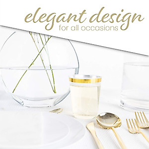 PLASTICPRO Disposable Plastic Tumblers (Gold Rim, 100)