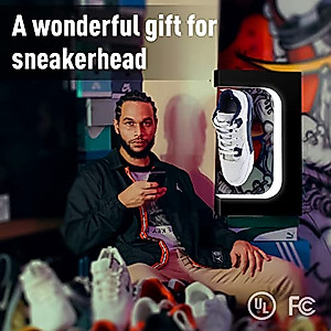 Alheka Levitating Shoe Sneaker Display, Magnetic Floating Shoe Display, Shoe Levitation with Separation Control on LED Light for Sneaker from 200-650g, Gift for Sneakerhead（Black with Shoe Stretcher）