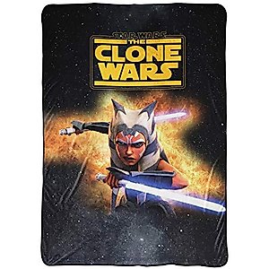 Jay Franco Star Wars Clone Wars Fierce Blanket - Measures 62 x 90 inches, Kids Bedding Features Ahsoka Tano - Fade Resistant Super Soft Fleece