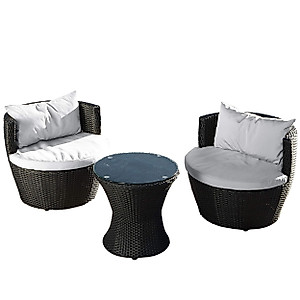 Christopher Knight Home Kono Chat Set, 3-Pcs Set, Black