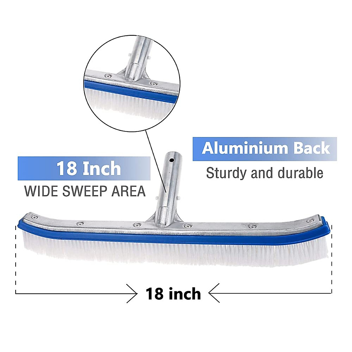 Katikies Pool Brush,Stainless Steel Brush Head,Wire Bristles,for Cleaning and Scrubbing Surfaces Debris Off of All The Areas Within a Pool - Walls, Tiles, Floors, Steps and Corners. (18-inch While)