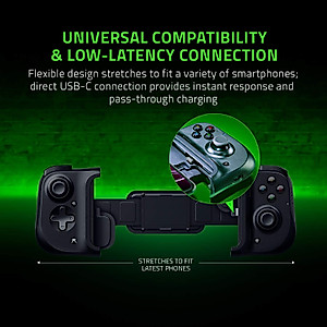 Razer Kishi Mobile Game Controller / Gamepad for Xbox Android USB-C: Game Pass Ultimate, xCloud, Cloud Gaming - Passthrough Charging - Low Latency Phone Controller Grip - Samsung, Pixel, & more