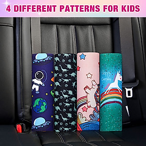 Drydiet 4 Pieces Kids Car Seat Belt Covers Car Seat Shoulder Pads Soft Car Seat Straps Covers Seatbelt Pillow for Baby Kids Seatbelt Cushion for Girls and Boys