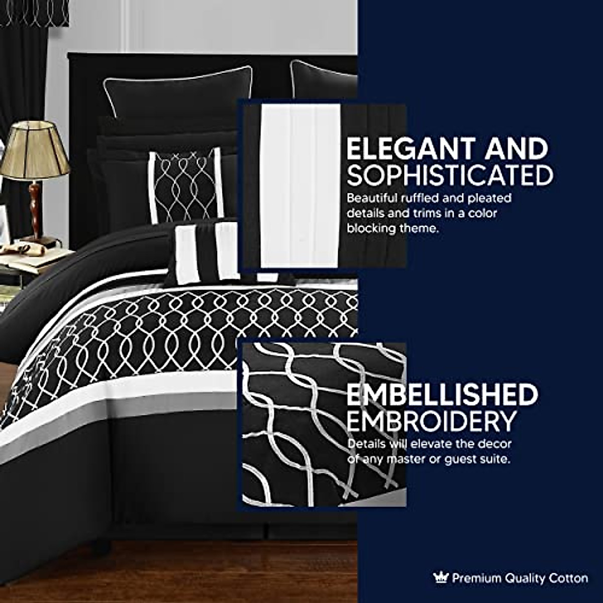 Chic Home Dinah 24 Piece Comforter Set, Queen, Blue