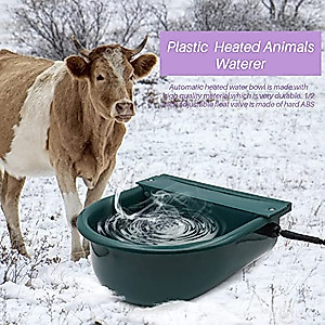 PAULOZYN Heated Automatic Livestock Waterer Dog Water Bowl Dispenser Outdoor Winter Animals Thermal-Bowl for Chicken Horse Cattle Cow Pet Goat Sheep Pig, with Float Ball Valves