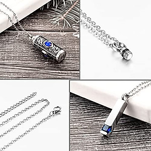 SOITIS 5 Pieces Urn Necklace for Ashes Bar Zircon Crystal Cremation Necklace for Ashes Heart Keepsake Cremation Jewelry Hourglass Ash Necklace for Human Ashes - Dark Blue