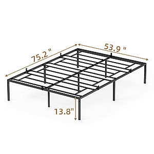 coucheta Full Metal Platform Bed Frame with Sturdy Steel Bed Slats,Mattress Foundation No Box Spring Needed Large Storage Space Easy to Assemble Non-Shaking and Non-Noise Black (Full)