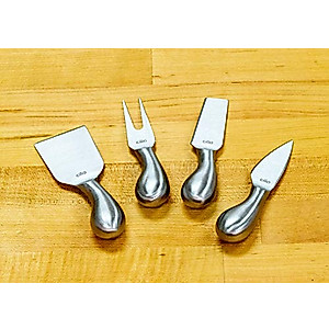 Cilio Piave Brushed Stainless Steel Cheese Knife in Wooden Box, Set of 4
