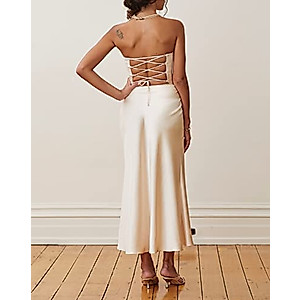 Leyajedol Women Y2k 2 Piece Skirt Set Low Cut Slim Fit Crop Top Low Waist Bodycon Maxi Skirt Outfit Summer Clubwear