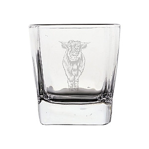 Highland Cow Crystal Stemless Wine Glass, Whiskey Glass Etched Funny Wine Glasses, Great Gift for Woman Or Men, Birthday, Retirement And Mother's Day