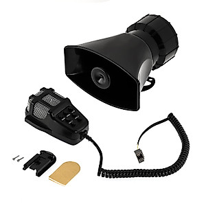 AUXMART Car Siren Horn 100W 7 Tone Sound Car Siren Vehicle Horn with Mic PA Speaker System Warning Siren Speaker Amplifier Horn Fit for Cars Vans Trucks Vehicle Motorcycles, 12V