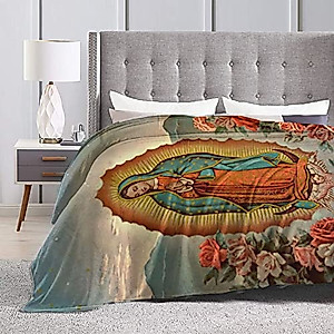 Our Lady of Guadalupe Fleece Blanket Throw Blanket, Ultra-Soft Cozy Micro Fleece Blanket for Sofa, Couch, Bed, Camping, Travel, & Car Use-All Seasons Suitable60 X50