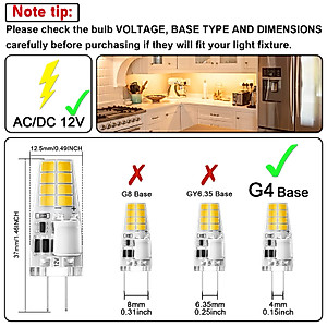 TAIYALOO G4 LED Bulb T3 JC Bi-Pin Base Light Bulbs 3W AC/DC 12V 20W-30W T3 Halogen Bulb Replacement for Under Cabinet Puck Light,Chandeliers,Landscape Lighting,Warm White 3000K,10 Pack