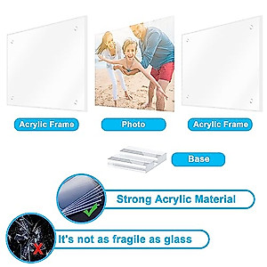 JUOIFIP 8X10 Clear Acrylic Picture Frames, Magnetic Picture Frames with Gift Box Package, Double Sided Acrylic Photo Frames Desktop Display with Support Stand, Pack of 1（Bonus 1 Pack Stand）