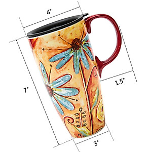 Topadorn 17 oz Tall Ceramic Travel Mug Coffee Cup with Sealed Lid,set of 2