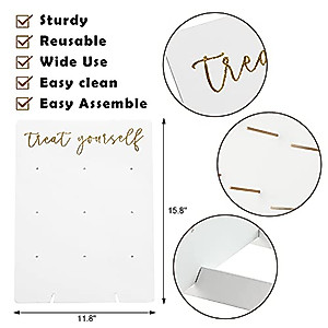 Rmeosye Donut Wall Display Stand Reusable Donut Holder Board Rustic Wood Doughnut Food Buffet Display for Wedding, Baby Shower, Bridal Shower, Birthday Party Treat Yourself Fits 9 Donuts (White)