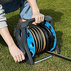 HIEEY Garden Hose 50 ft with Hose Nozzle, Brass Connector, 7 Function Spray Nozzle, Flexible Durable Kink Free and Easy to Store, Long Car Wash Water Hose for 3/4 Standard Faucet