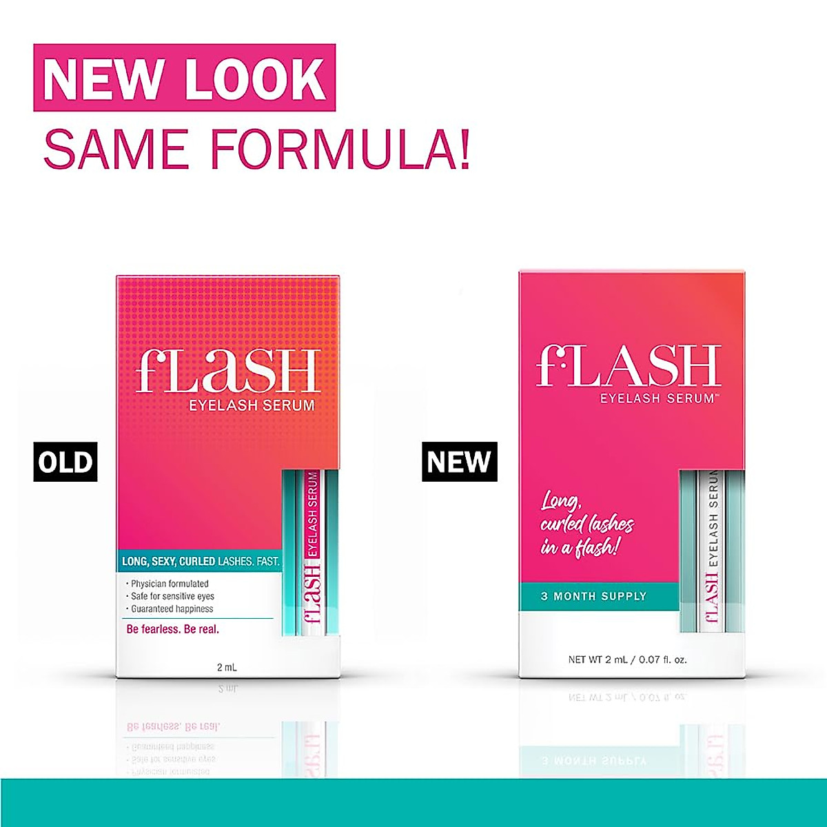 fLASH Eyelash Serum, Serum for Long, Curled Lashes - Enhances and Strengthens Your Natural Lashes - Safe and Effective Formula, 3-Month Supply