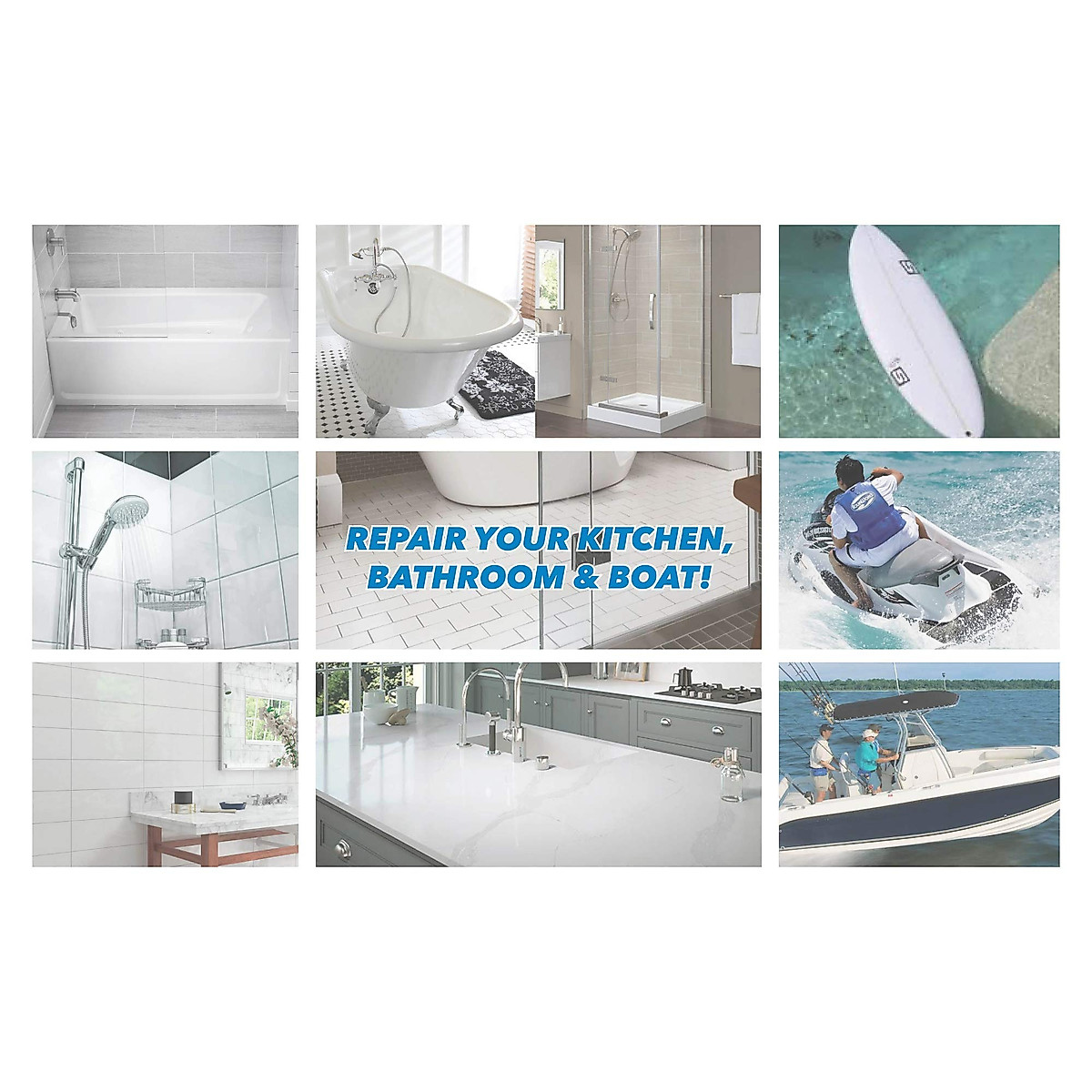 Gelcoat Products 58-204 Tub and Shower Repair Kit Sealers, White