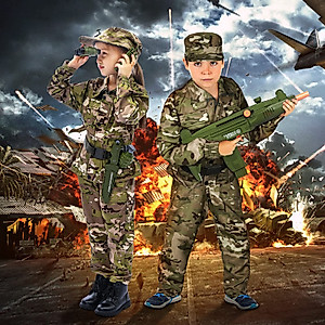 Tacobear Soldier Military Costume for Kids Boys Ages 3-9 Halloween Dress Up Role Play Set with Toy Accessories