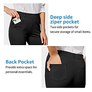 Women's Yoga Dress Pants Bootcut Stretchy Work Slacks Office Business Casual Golf Pant with 4 Pockets,31" Inseam Black S
