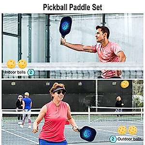 Beives Pickleball Paddles Graphite Pickleball Set Honeycomb Pickleball Rackets Equipment with 2 Pickleball Racquets, 4 Balls and a Portable Carry Bag