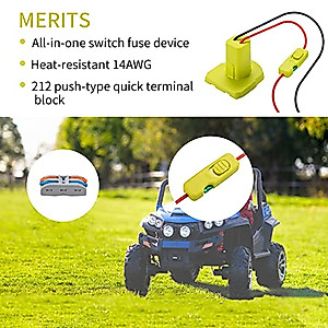 Upgraded 18V Battery Adapter for Ryobi 18V One+ Battery Adapter All-in-one Design of The Fuse and Switch Power Tool Battery Converter Kit 14 Gauge with Fuses & Wire Terminals