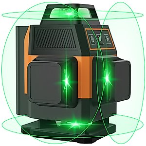 OMMO Laser Level, 16 Lines Green Laser Level Self Leveling Tool, 150ft Mini Laser Level Beam Tool with Two 360° Vertical and Two 360° Horizontal Lines, Magnetic Stand USB Cable Included