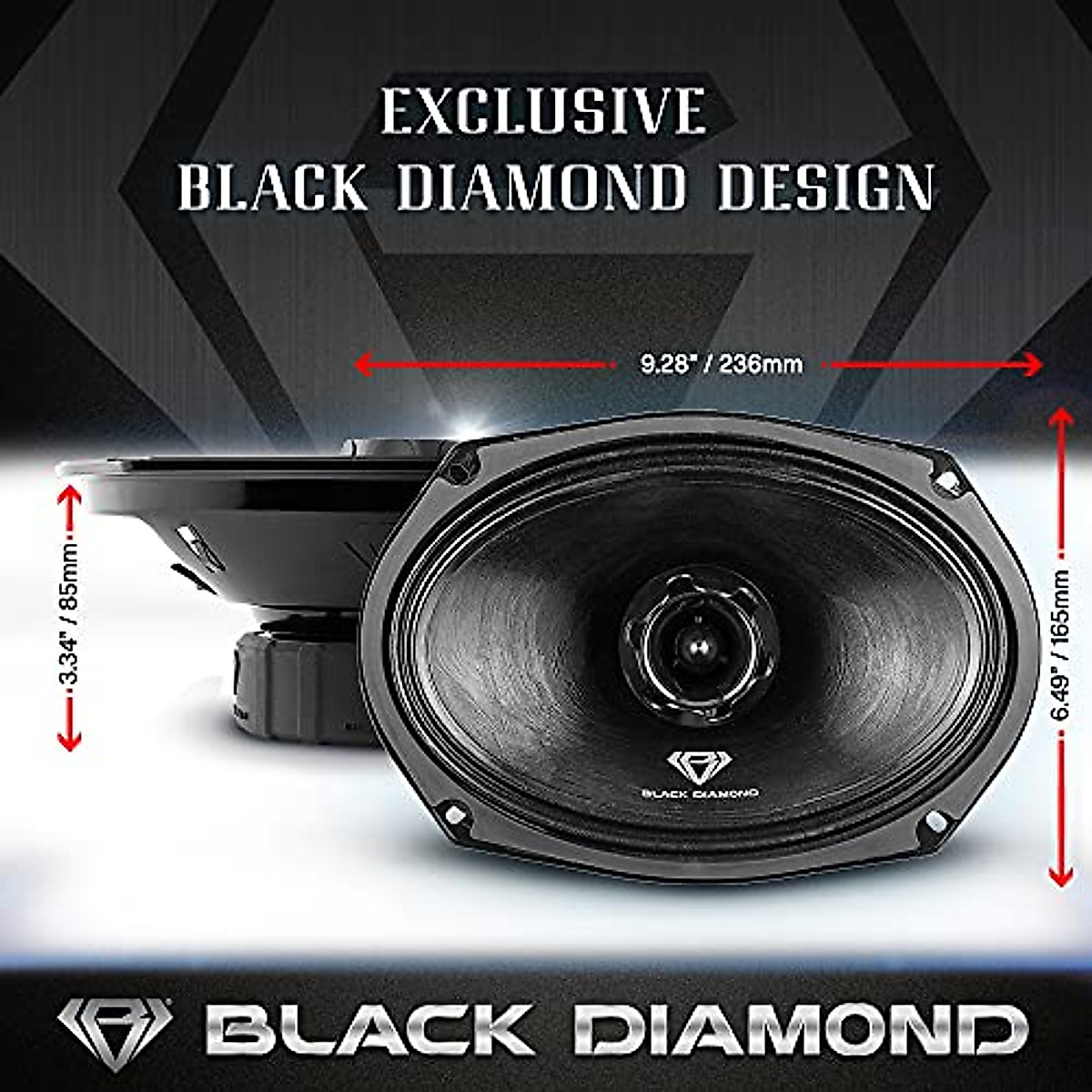 BLACK DIAMOND DIA-XT69 6 x 9 Inches Car Audio Mid-Range Loudspeaker with Built-in Bullet Tweeter 4-Ohm 550 Watts (1 Speaker)