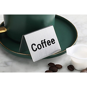 New Star Foodservice 27051 Stainless Steel Table Tent Sign, (Coffee), 2"x 2", Set of 2